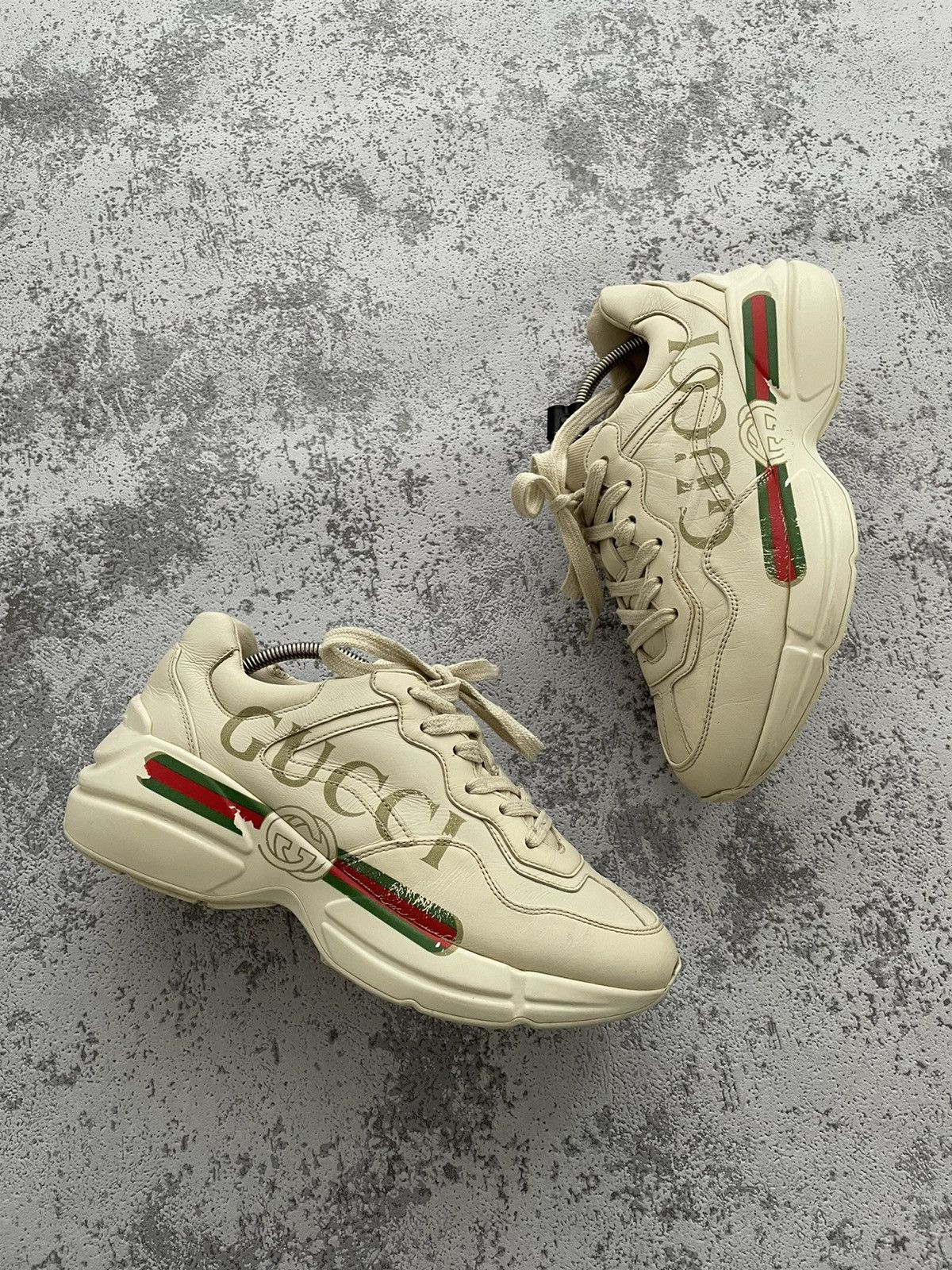 Gucci × Luxury Gucci Rython Leather Sneakers Shoes | Grailed