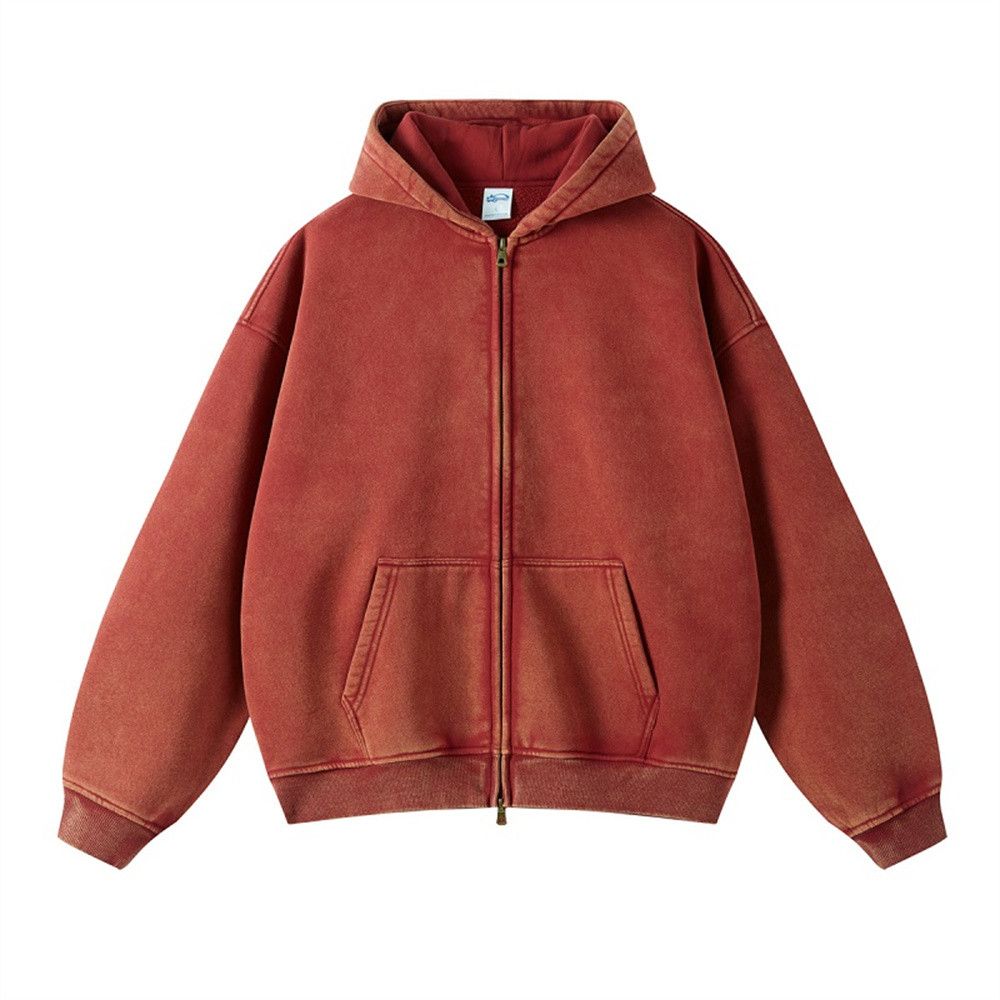 Japanese Brand × Streetwear × Vintage Red Batik Fleece Zippered Hoodie ...