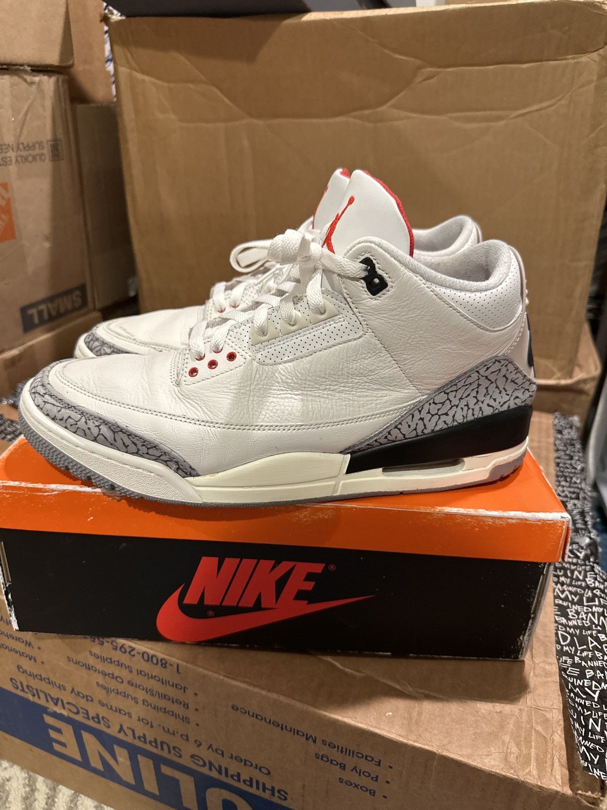 Jordan Brand × Nike Size 12.5- Nike Air Jordan 3 Retro White Cement ...