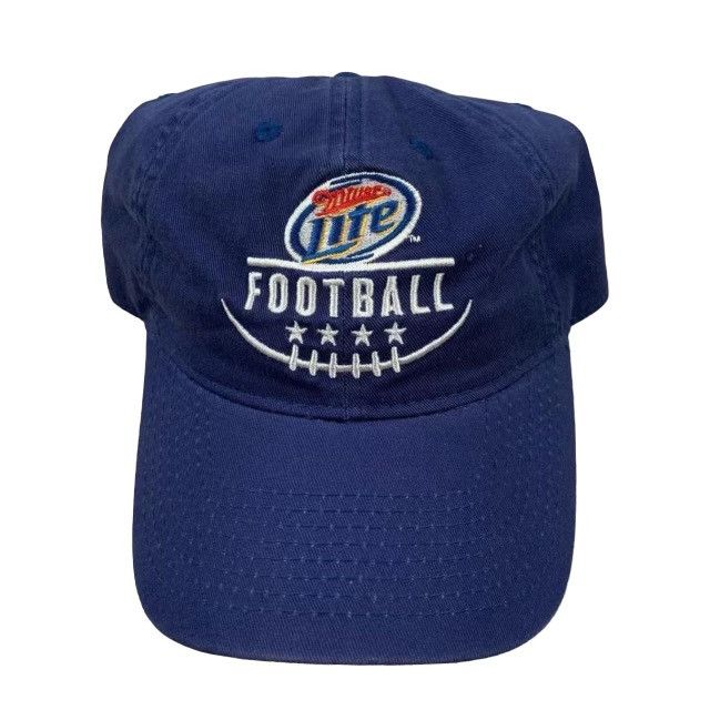 NFL Vintage NFL Football Miller Liter Beer Blue Strapback Hat | Grailed