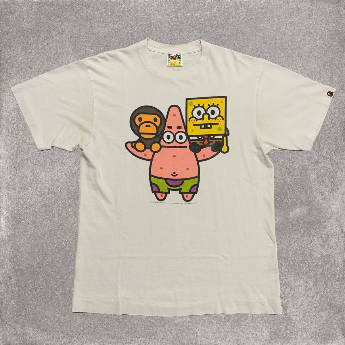 Bape Bape Medium SpongeBob Nickelodeon White Tee 2008 | Grailed