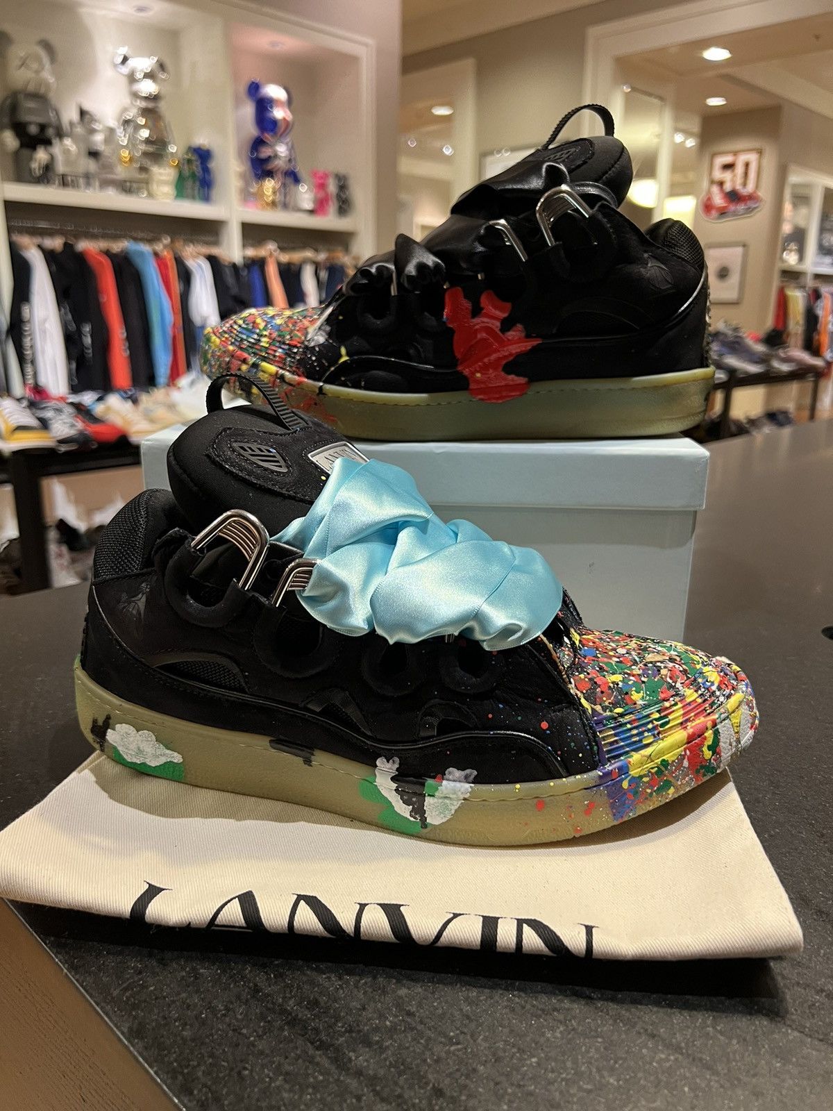 Lanvin Gallery Dept x Lanvin Curb Paint Splatter Black Sneaker | Grailed