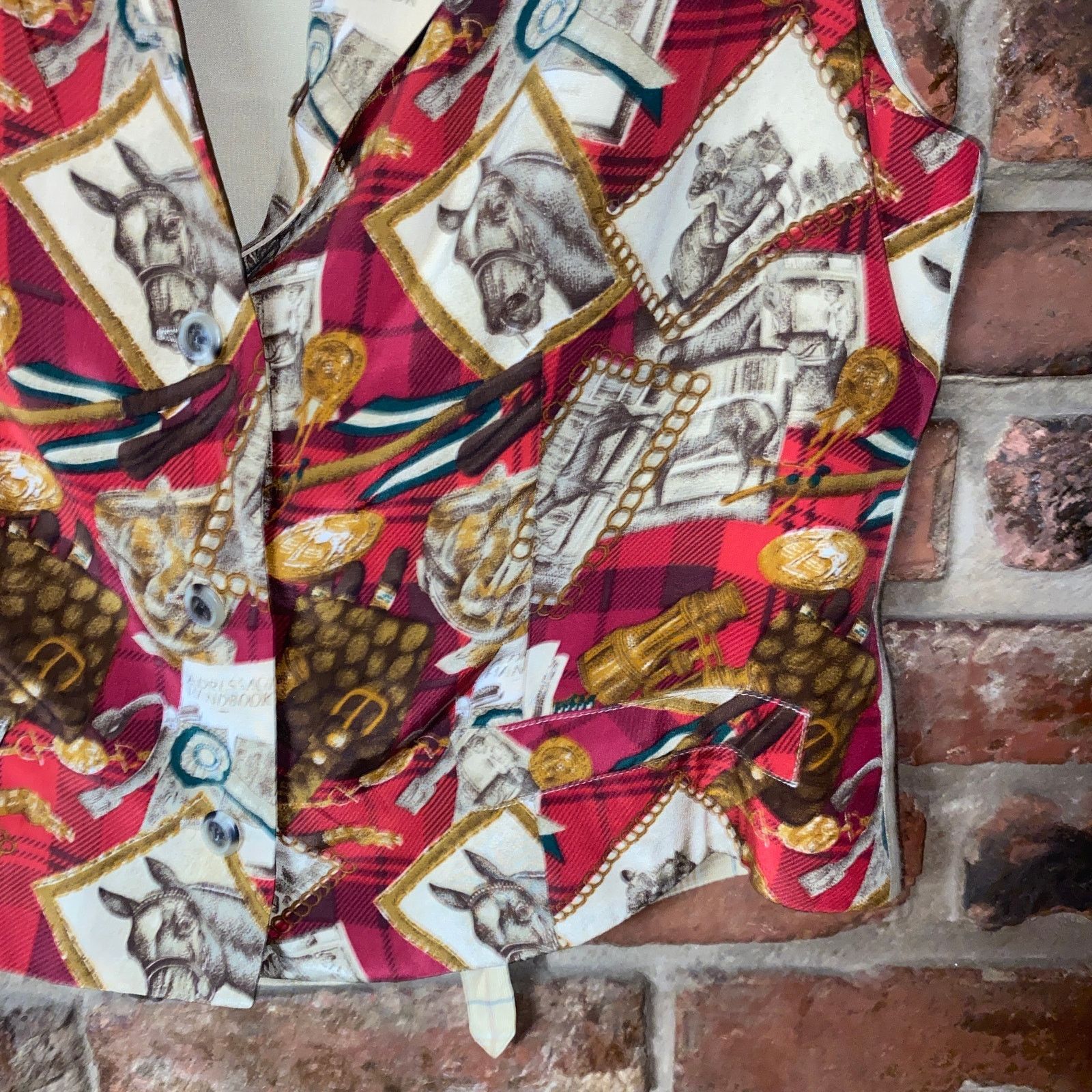 Other Anne Pinkerton Silk Equestrian Horse Button Vest Top Medium | Grailed