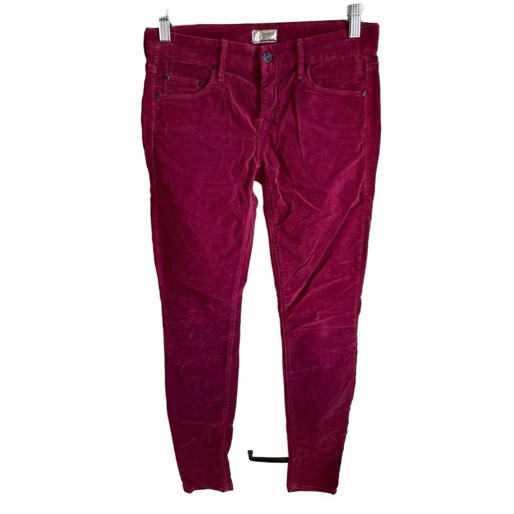 MOTHER Mother Pants Womens 25 The Looker Red Velvet Skinny Leg Stretchy ...