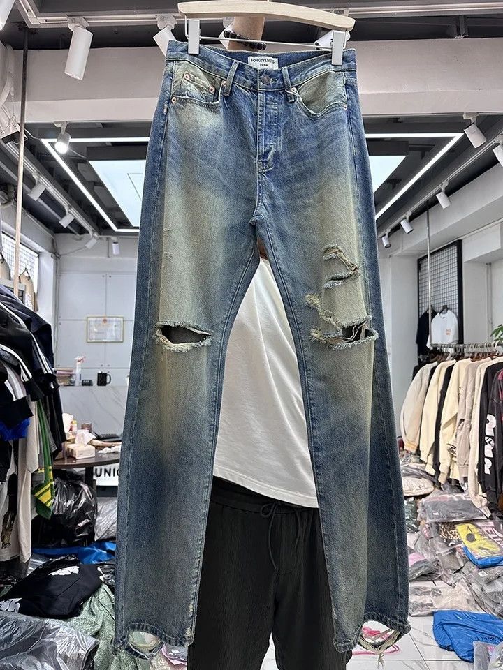 Japanese Brand × Jean × Vintage Ripped Straight Jeans | Grailed
