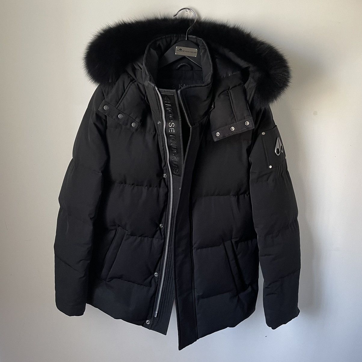 Designer × Moose Knuckles Moose Knuckles Down 3/4 Jacket Black Fur ...
