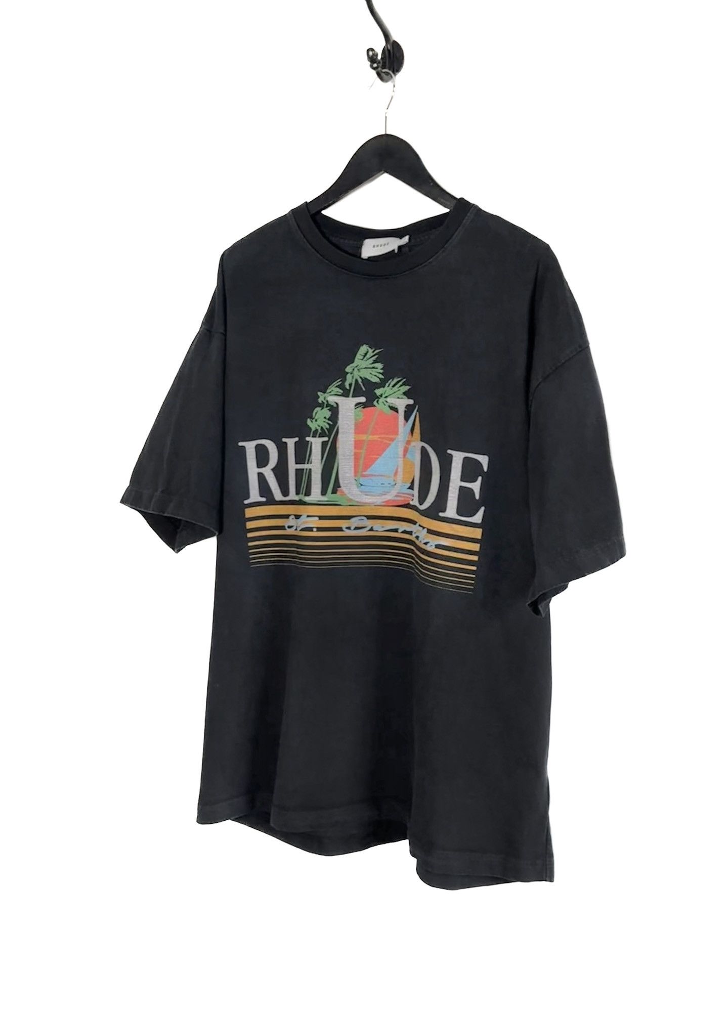 Rhude Rhude St. Barths Black Logo Oversized T-shirt | Grailed