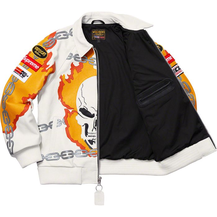 Supreme Supreme Vanson Leathers Ghost Rider Jacket White Large | Grailed