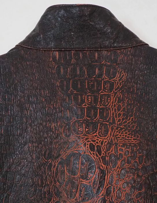 Emporio Armani Emporio Armani Crocodile Embossed Leather Biker Jacket ...