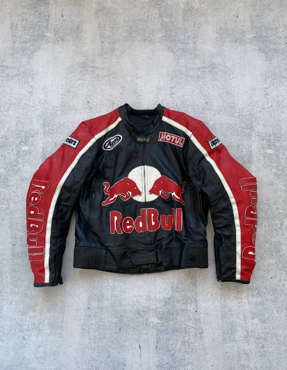 Leather Jacket × Racing × Red Bull Vintage Red Bull Heavy Leather ...