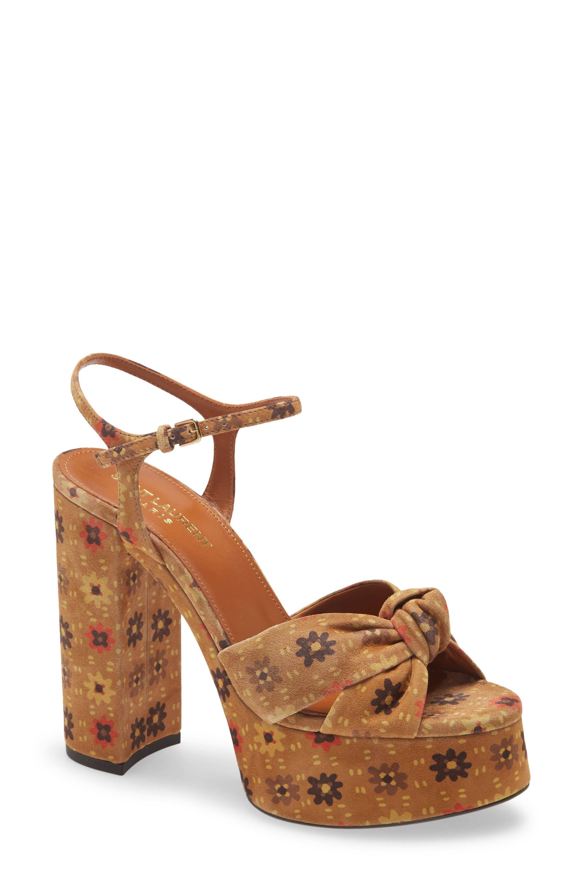 Saint Laurent Paris oc11z10524 Bianca Knot Floral Print Platform in ...