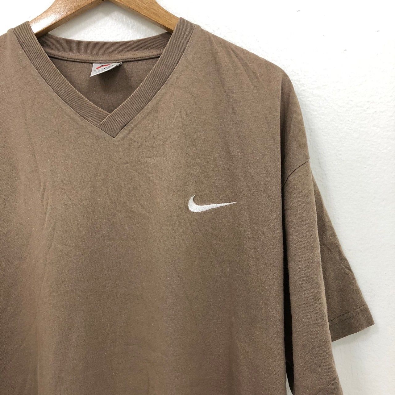 Nike × Vintage Vintage 90's NIKE Mini Swoosh V Neck Earth Tone color BN ...