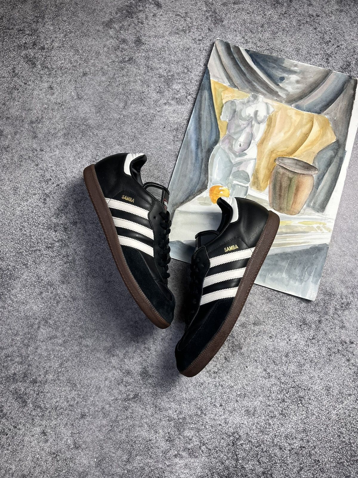 Adidas 🔥Vintage Adidas Samba OG Black Leather Low Top Sneakers | Grailed