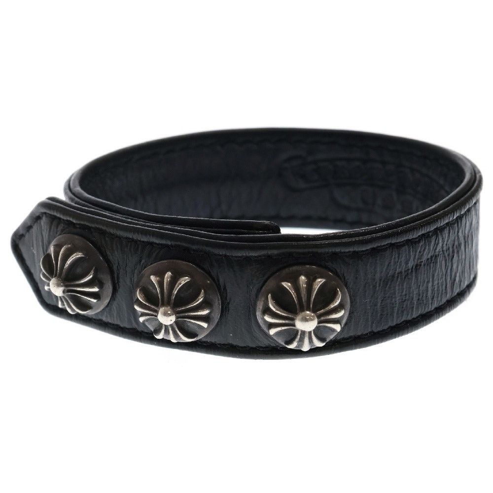 Chrome Hearts Chrome Hearts Leather Bracelet Black/Silver | Grailed
