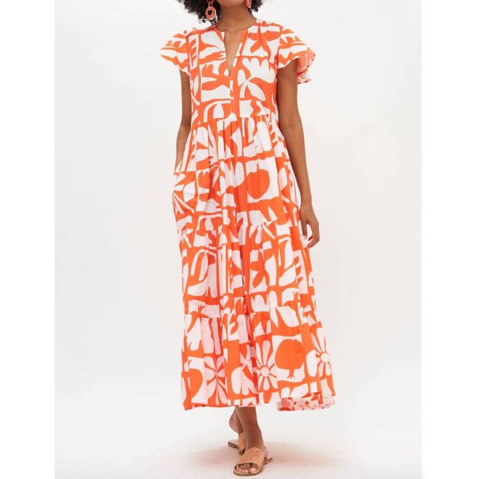 Oliphant V-Neck Maxi Dress In Orange Twiggy | Grailed