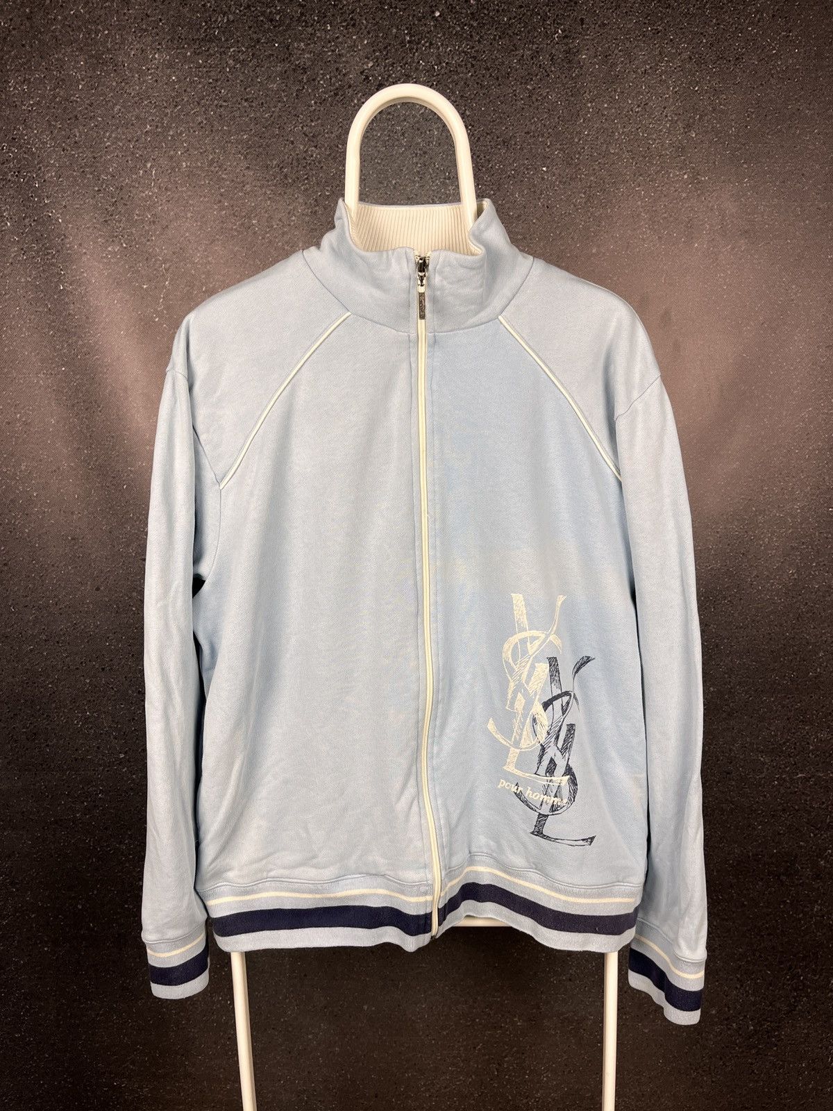 Ysl Pour Homme 🐬Yves Saint Laurent Zip Logo Olympic Hoodie Rare Luxury🐬 ...
