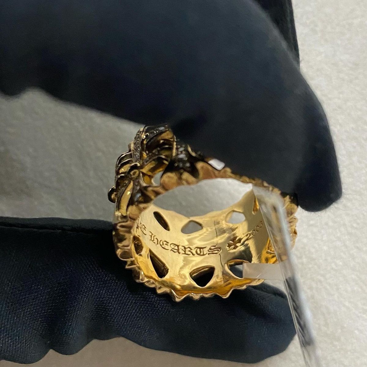 Chrome Hearts Pave Diamond 22k Gold Cemetery Ring | Grailed