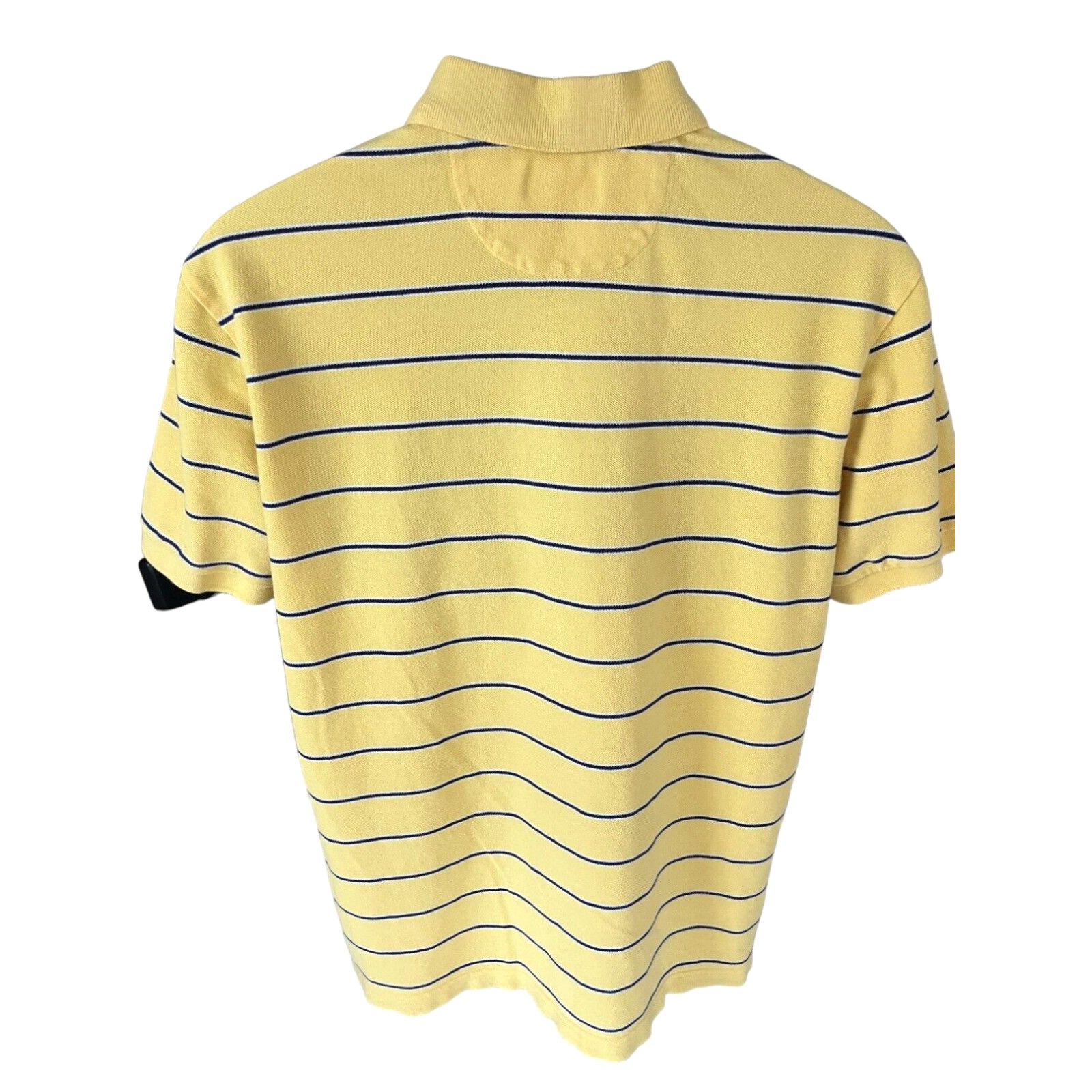 Chaps Chaps Polo Shirt Men's Large Yellow Navy Blue Stripe Logo Short ...