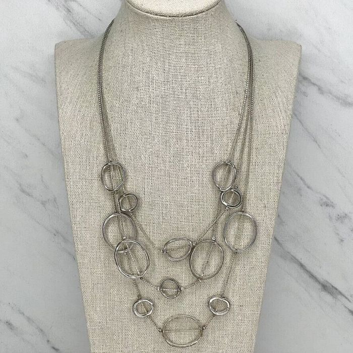 Chicos Chico's Silver Tone Multi Strand Layered Tiered Necklace | Grailed
