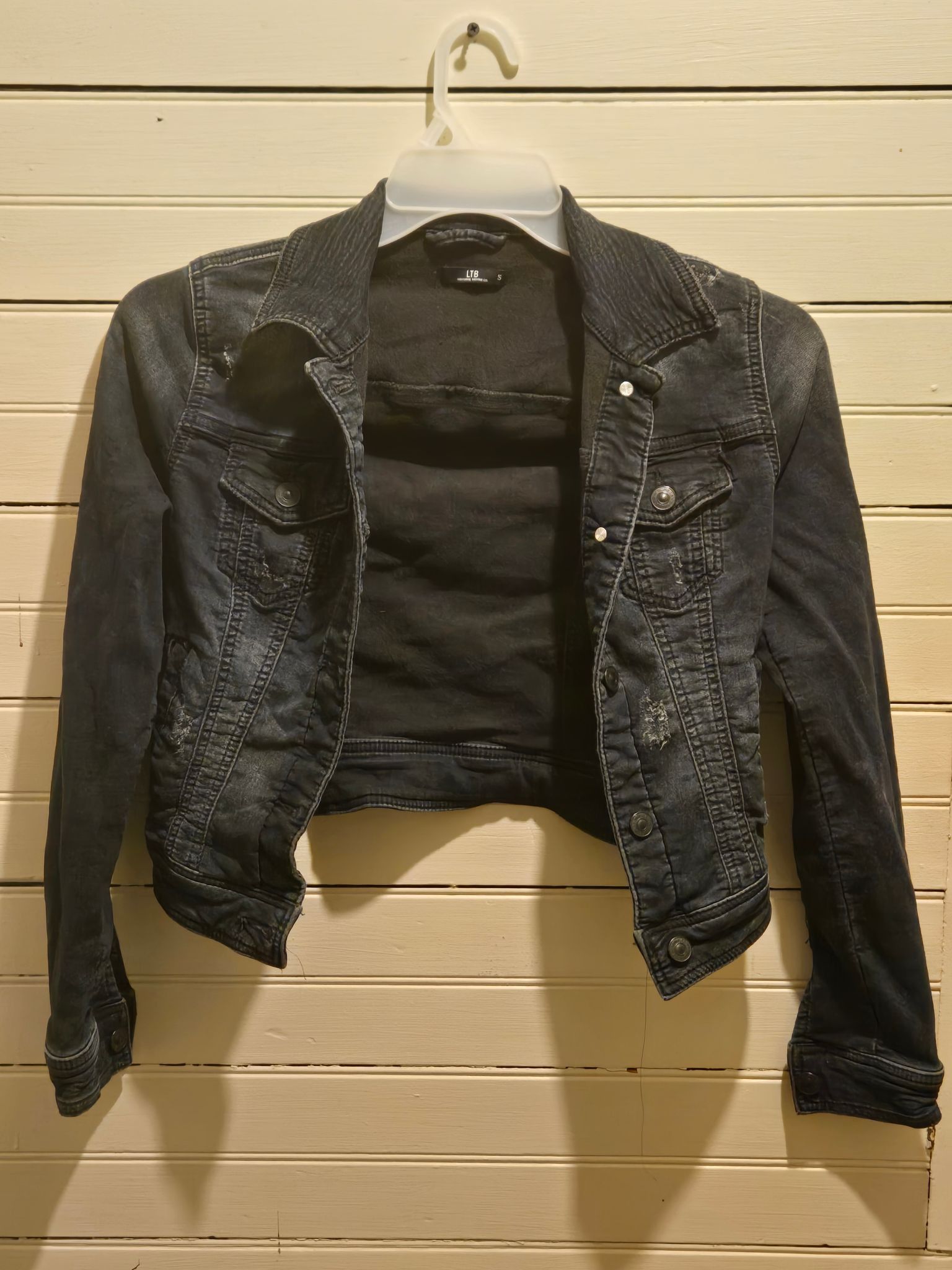 Other LTB Denim Jacket Womens S Slim Distressed Dark Wash Cropped | Grailed
