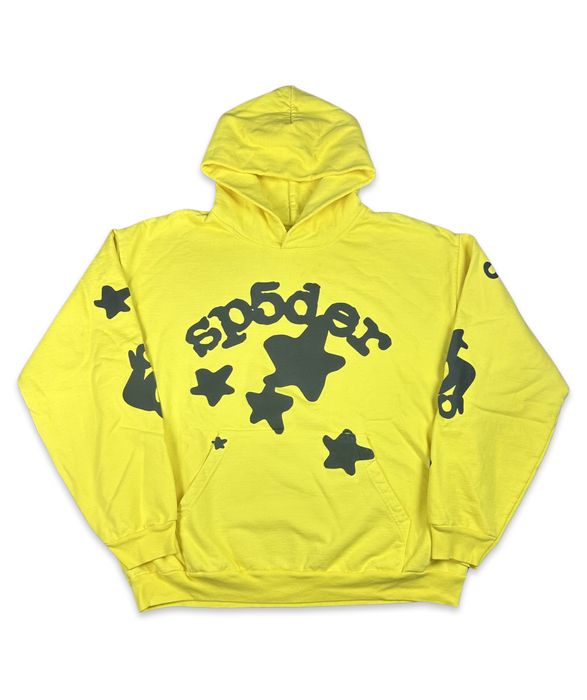 Designer SP5DER Yellow Gold Beluga Star Puff Hoodie Spider Worldwide ...