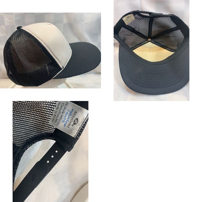 Vintage YUPOONG Blank Black White Trucker Thin Rope Snapback Adult Cap ...