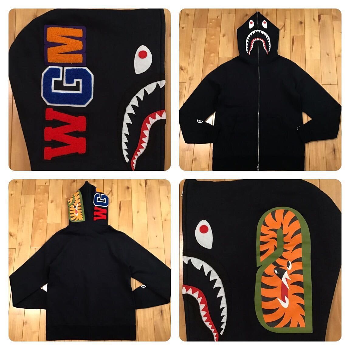 Bape BAPE WGM Shark full zip hoodie black a bathing ape | Grailed
