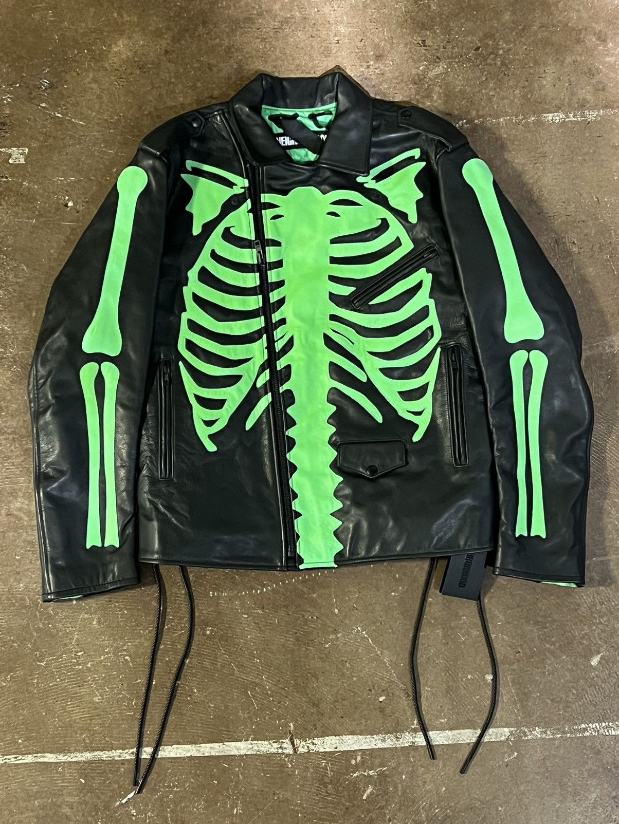Vlone Vlone x Neighborhood Skeleton Leather Jacket | Grailed