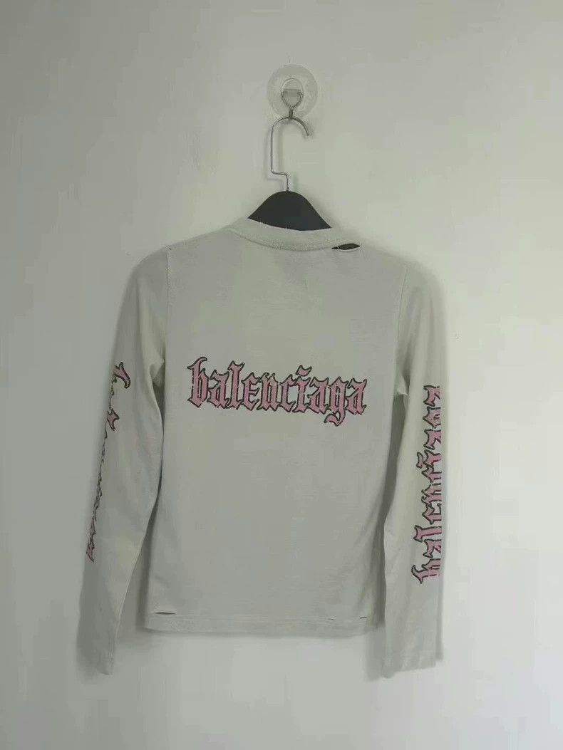Balenciaga Balenciaga Gothic Letter Destroyed Long Sleeve | Grailed