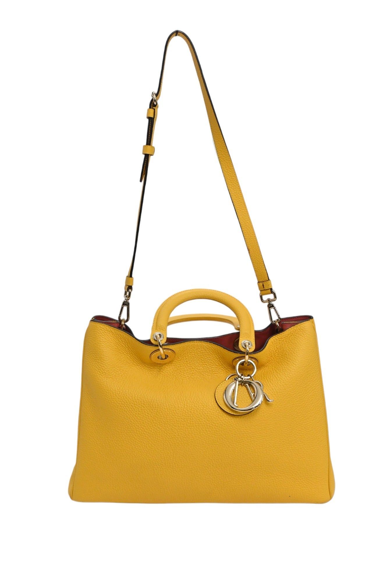 Dior CHRISTIAN DIOR Yellow grained leather Diorissimo top handle ...