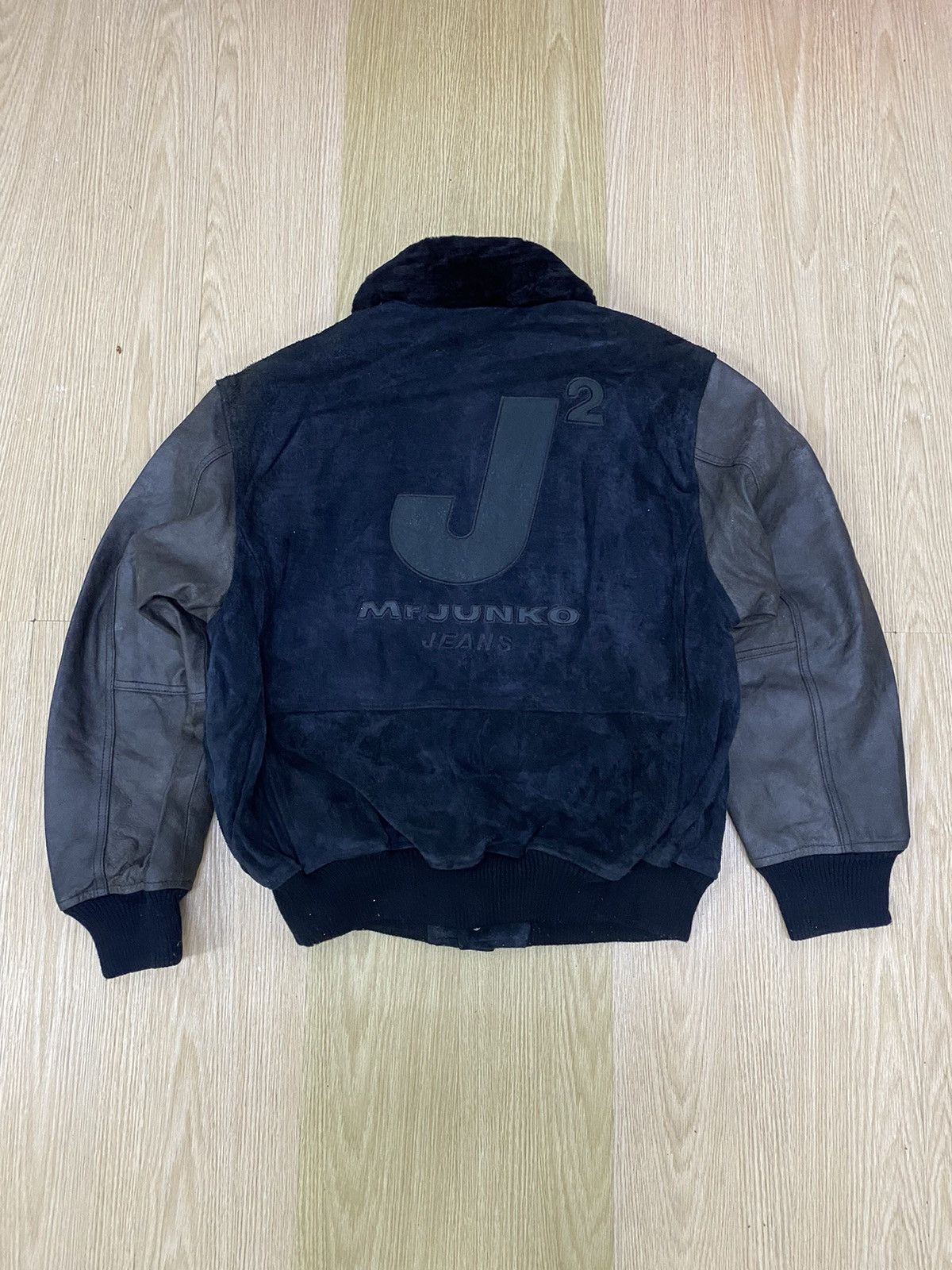 Leather × Mr. Junko × Varsity Mr Junko jeans big logo leather varsity ...