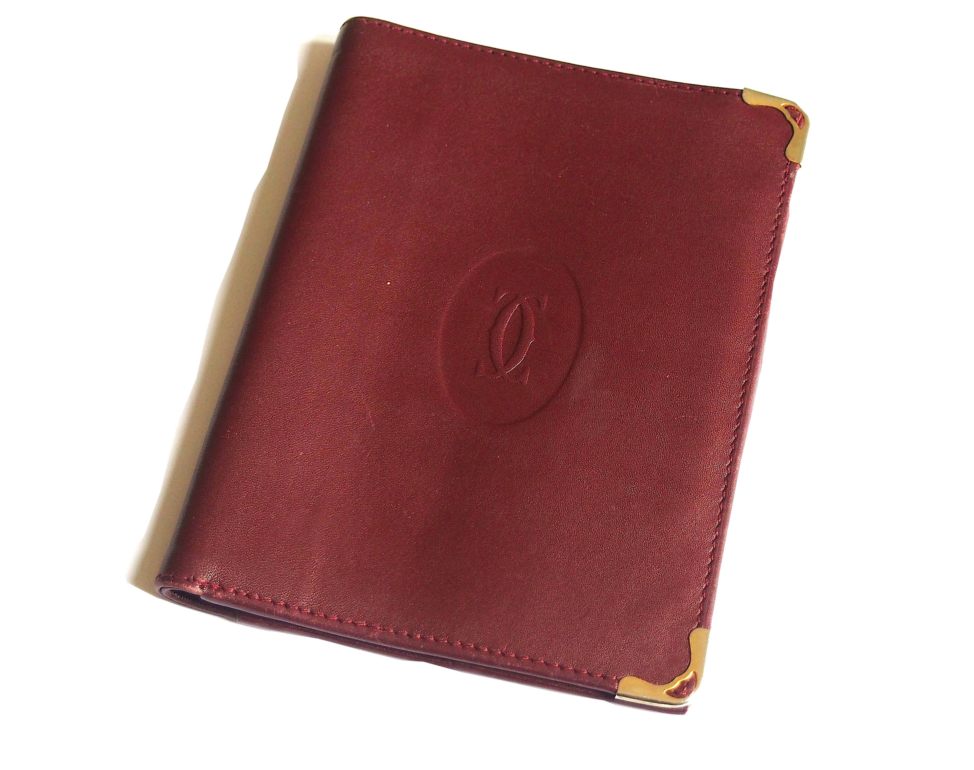 Cartier Authentic CARTIER burgundy leather bifold card wallet | Grailed