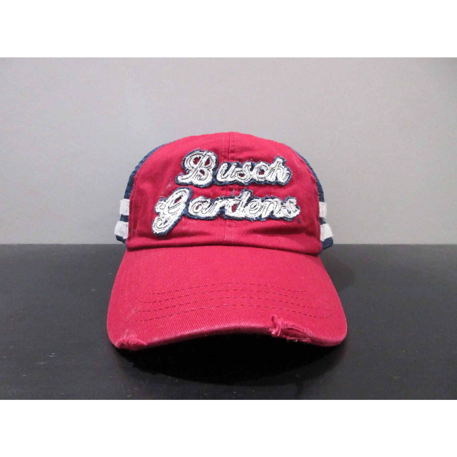 Vintage Busch Gardens Hat Cap Snap Back Red Blue Trucker Theme Park ...