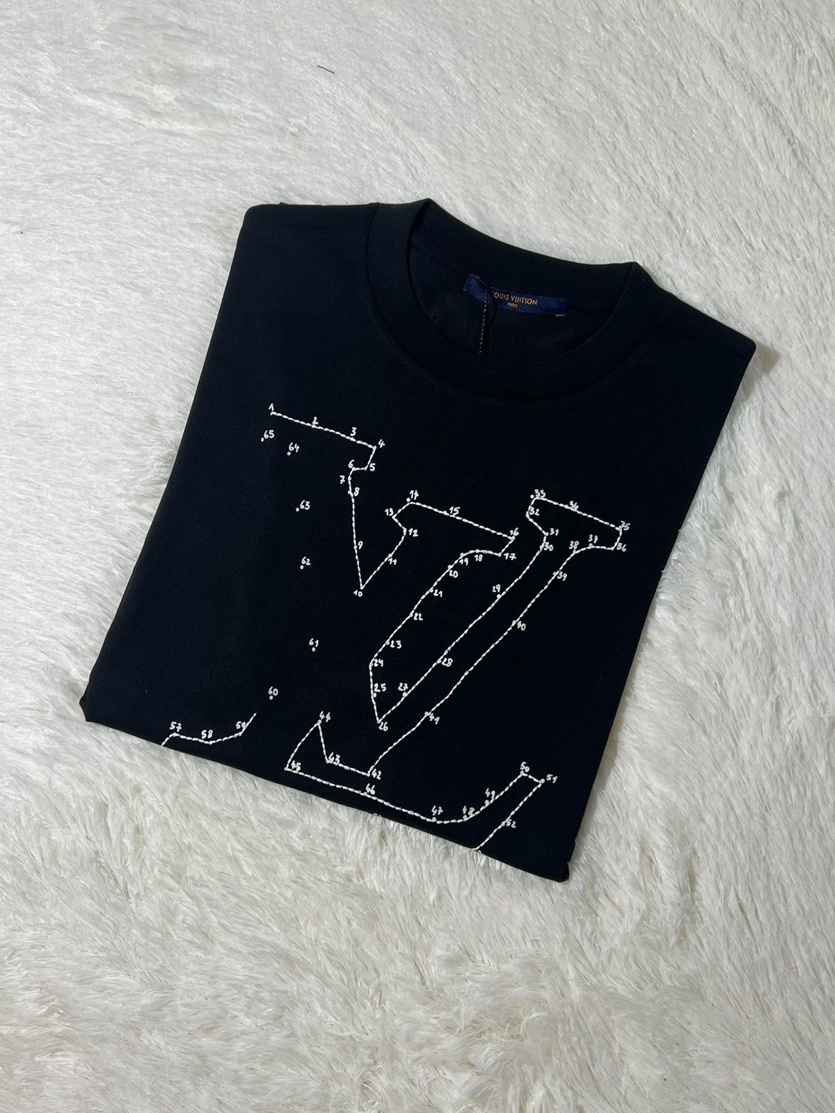 Louis Vuitton LV Stitch Print Embroidered Black T Shirt | Grailed