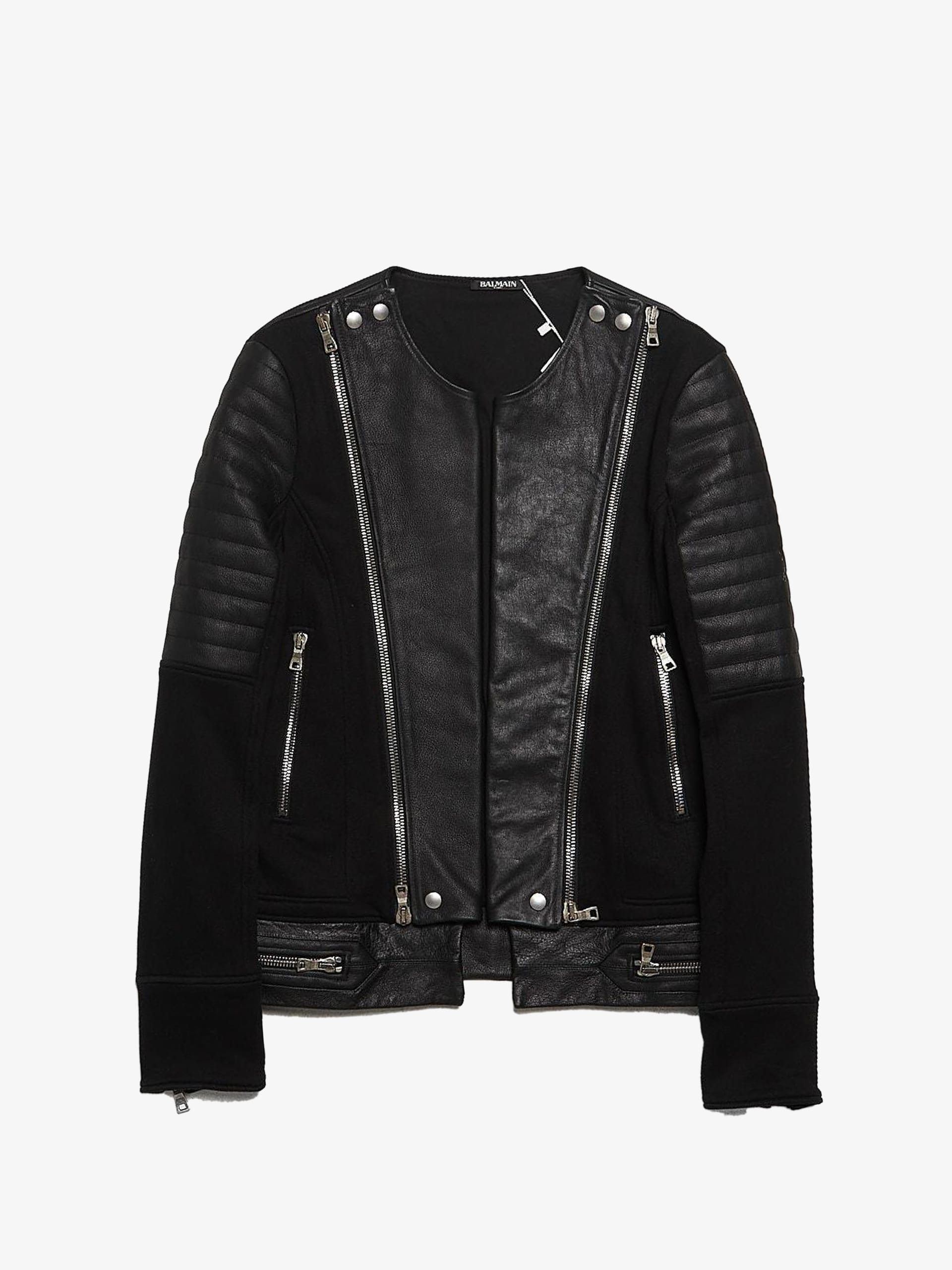 Balmain Black Transformer Zipper Cotton Leather Jacket | Grailed