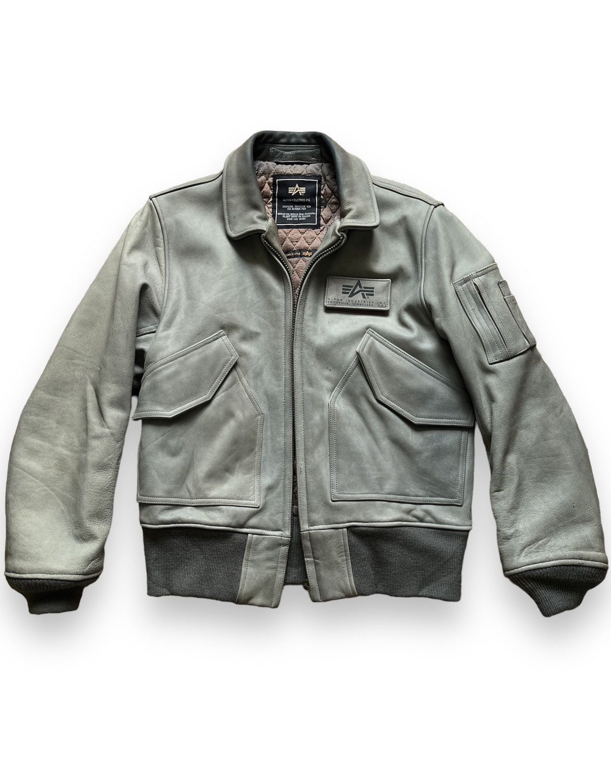Alpha Industries × Leather Jacket × Vintage Cowhide Jacket Super Rare ...