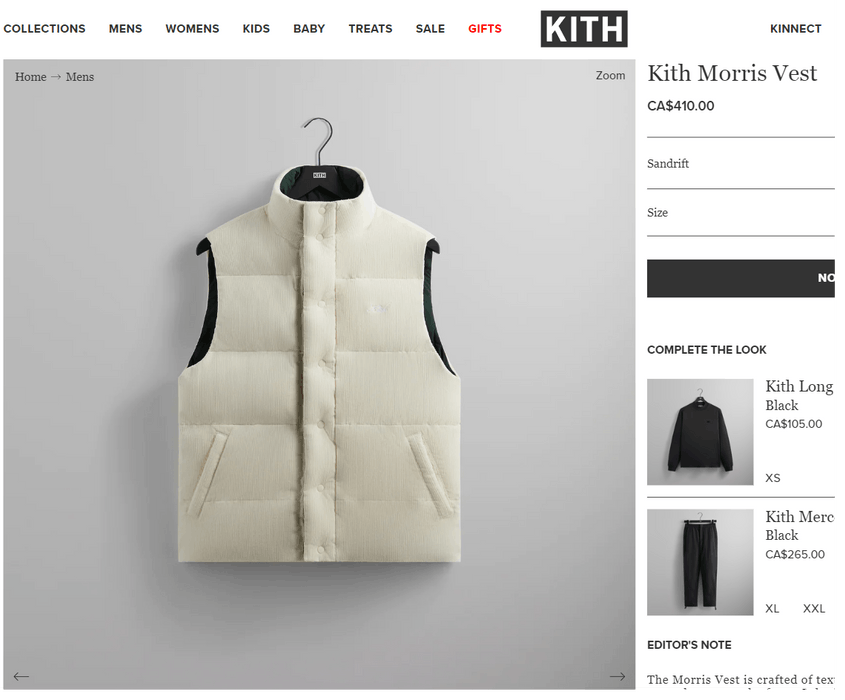 Kith Kith Morris Reversible Vest (Deadstock) | Grailed