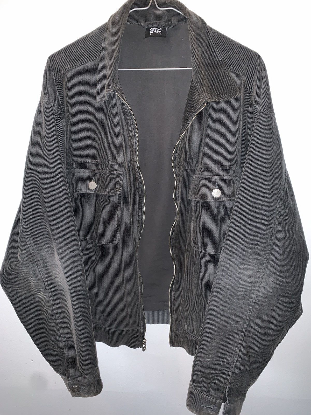 Revenge Black/ black logo revenge corduroy jacket | Grailed