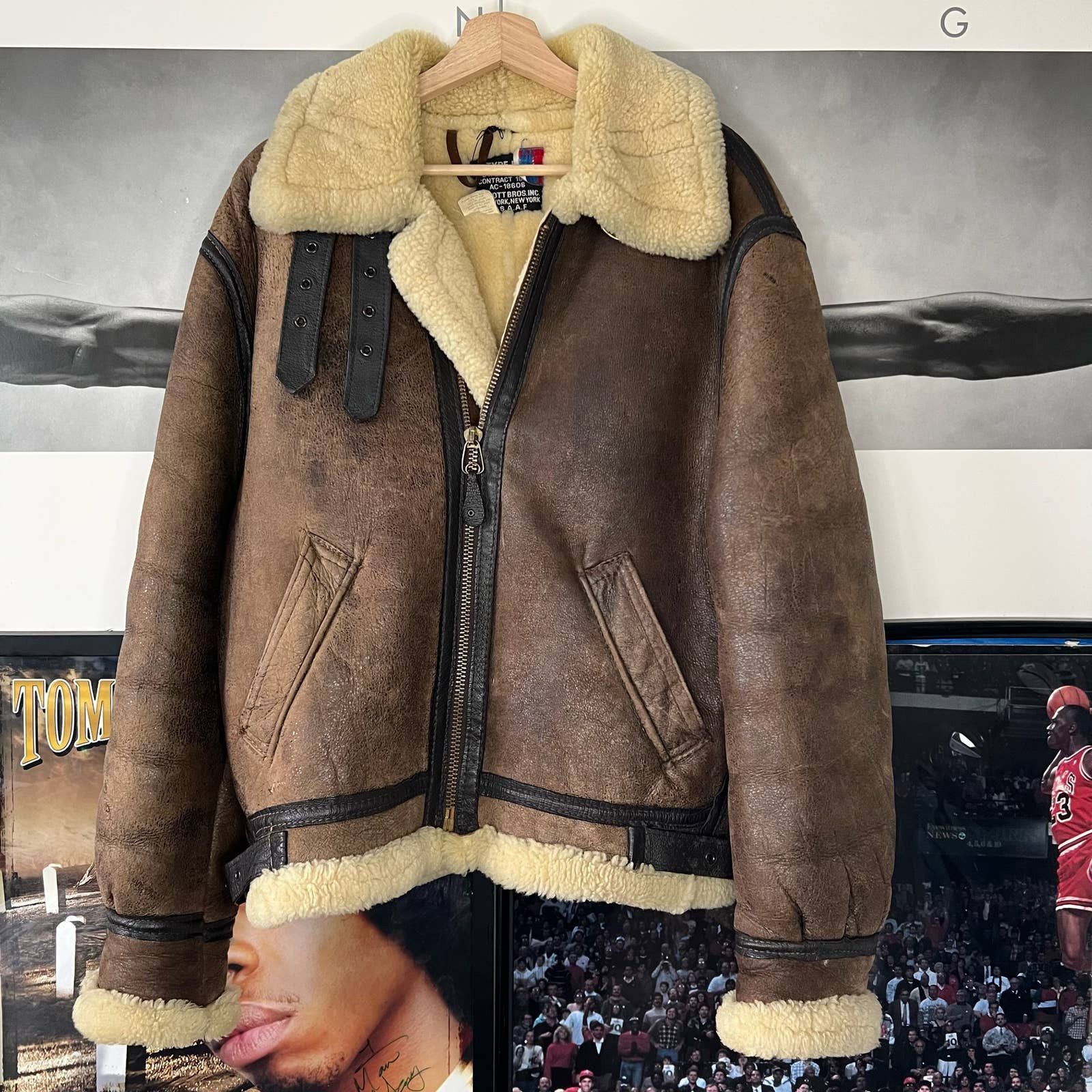 Schott Schott Type B-3 Mouton Leather Bomber Jacket Size 42 | Grailed