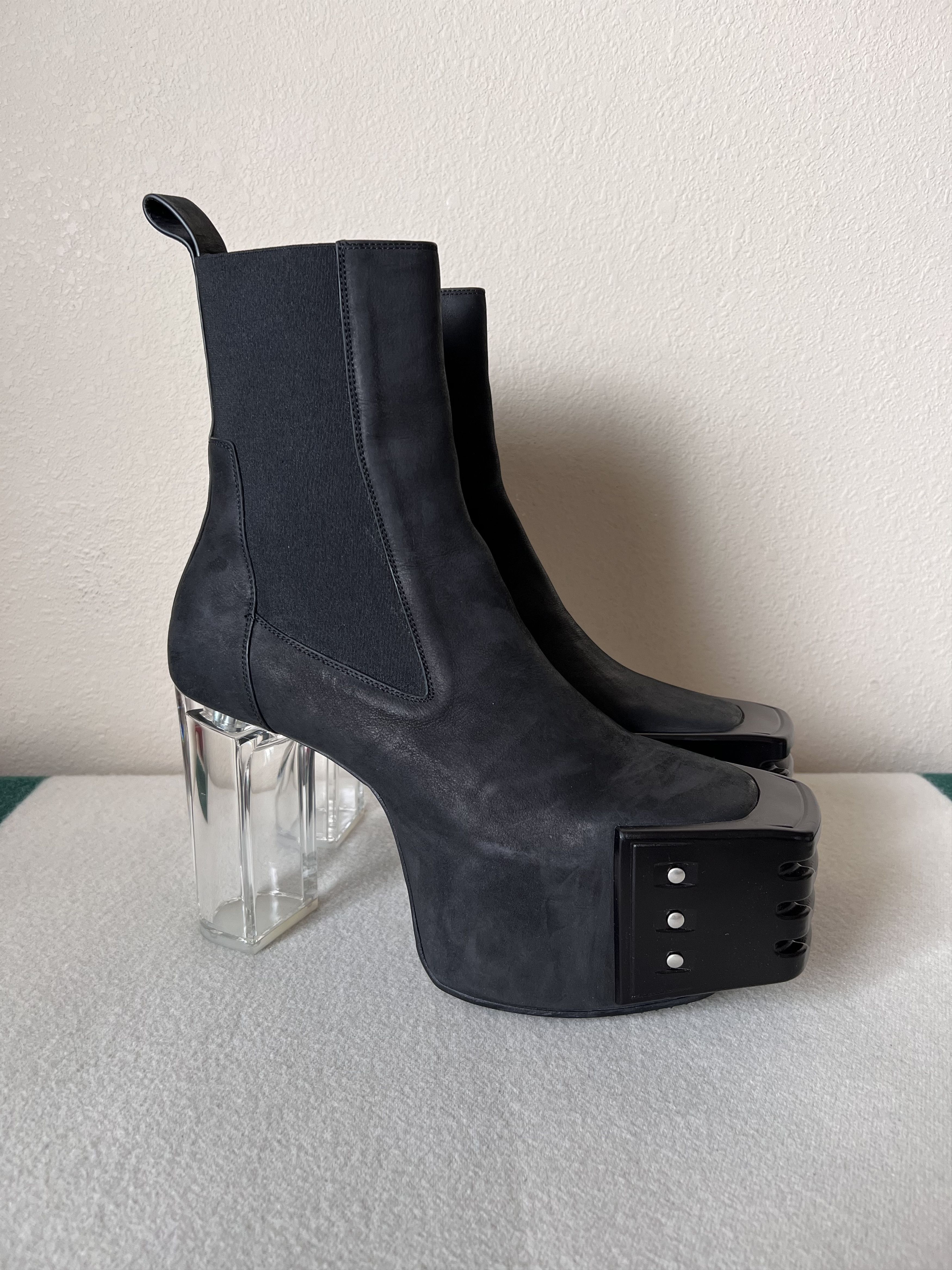 Rick Owens Rick Owens Kiss Grilled Platform Boots in Black Leather ...