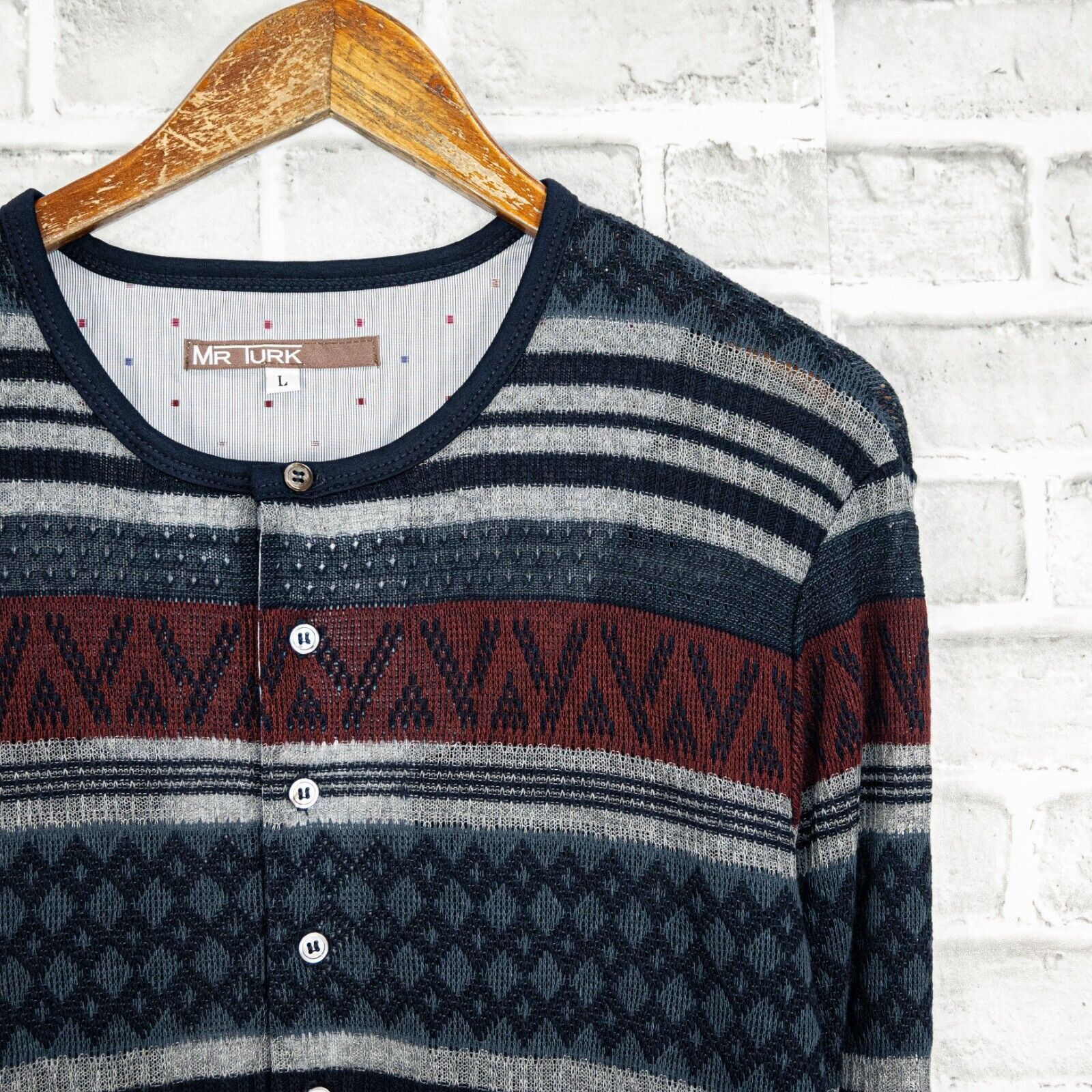 Mr. Turk MR TURK Men's Jacquard Knit Bryant Henley Shirt Long Sleeve ...