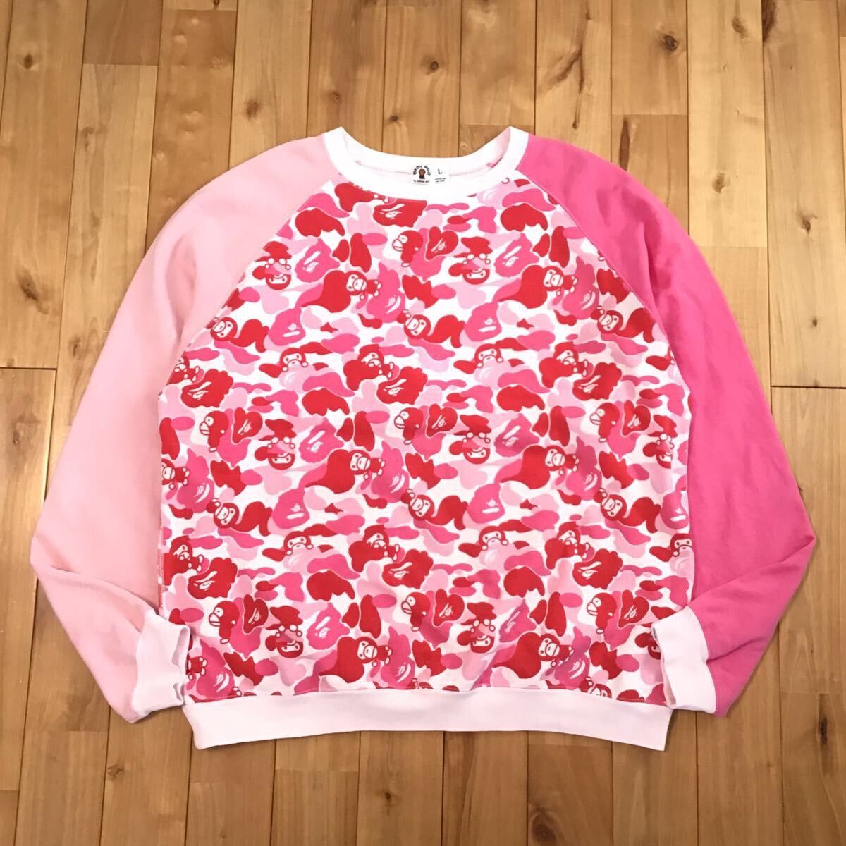 Bape × Nigo BAPE Milo ABC camo pink crazy sweat shirt a bathing ape ...
