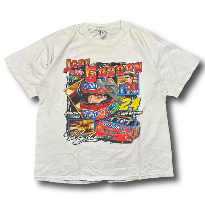NASCAR NASCAR Jeff Gordon 2001 Racing Flame AOP Graphic White Tee | Grailed