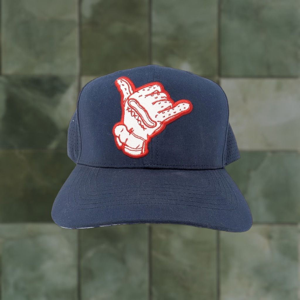 Vintage Sunday Swagger Hat Cap Snap Back Navy Shaka Hand Perforated ...
