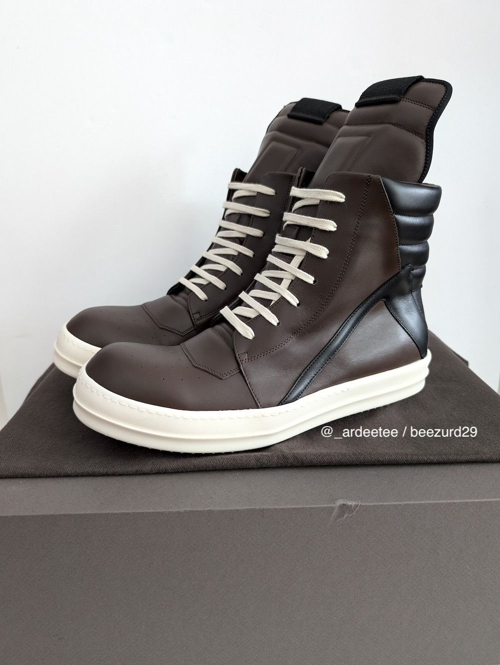 Rick Owens 💥UNRELEASED 1/1 SAMPLE GEOBASKETS BROWN/BLACK FW23 | Grailed
