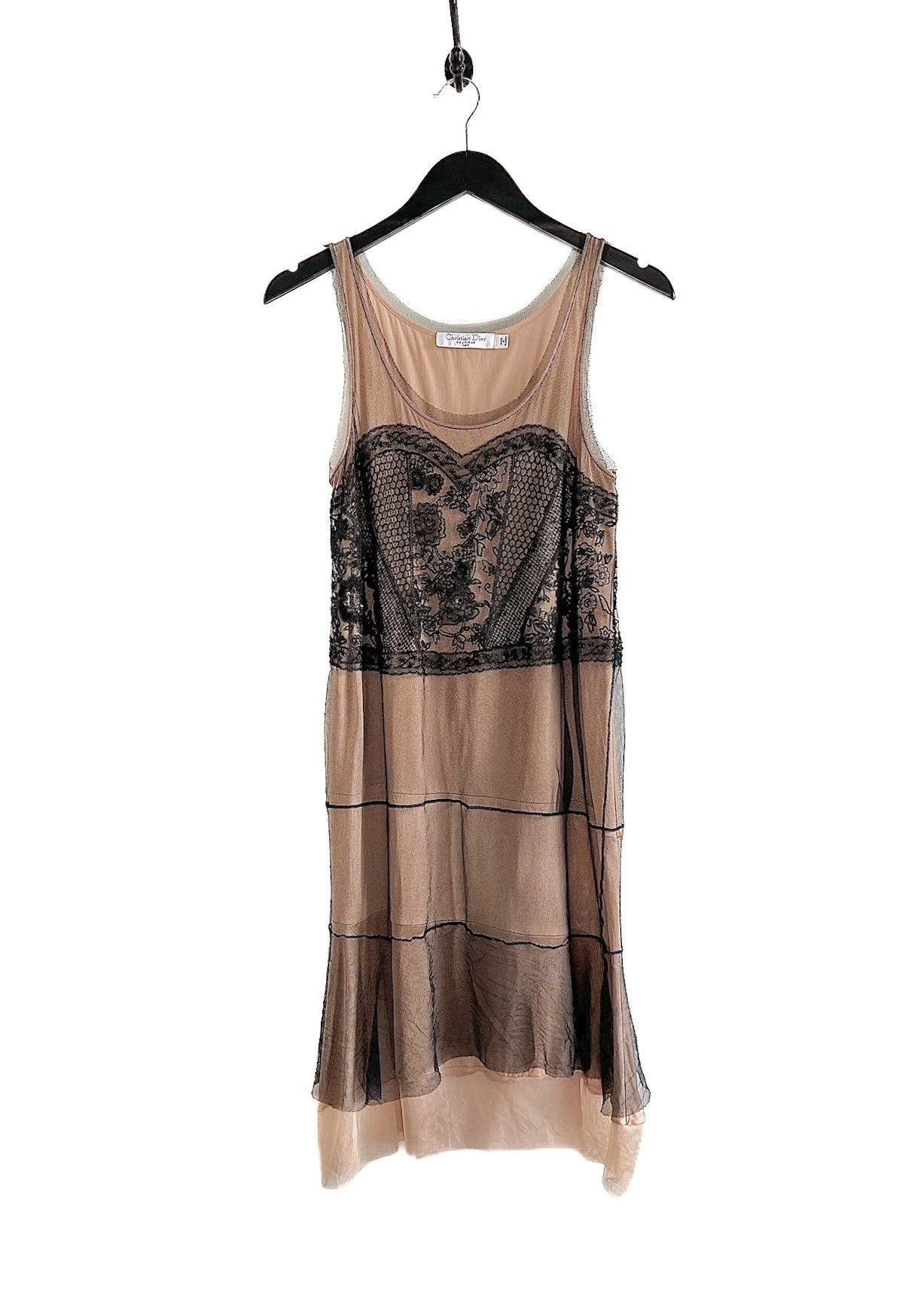 Dior Christian Dior SS06 Nude Mesh Embroidered Slip Dress | Grailed