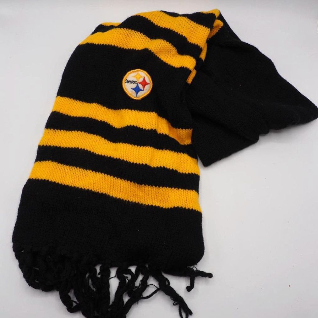 Vintage Pittsburgh Steelers NFL Football Team Black Gold Winter Scarf ...
