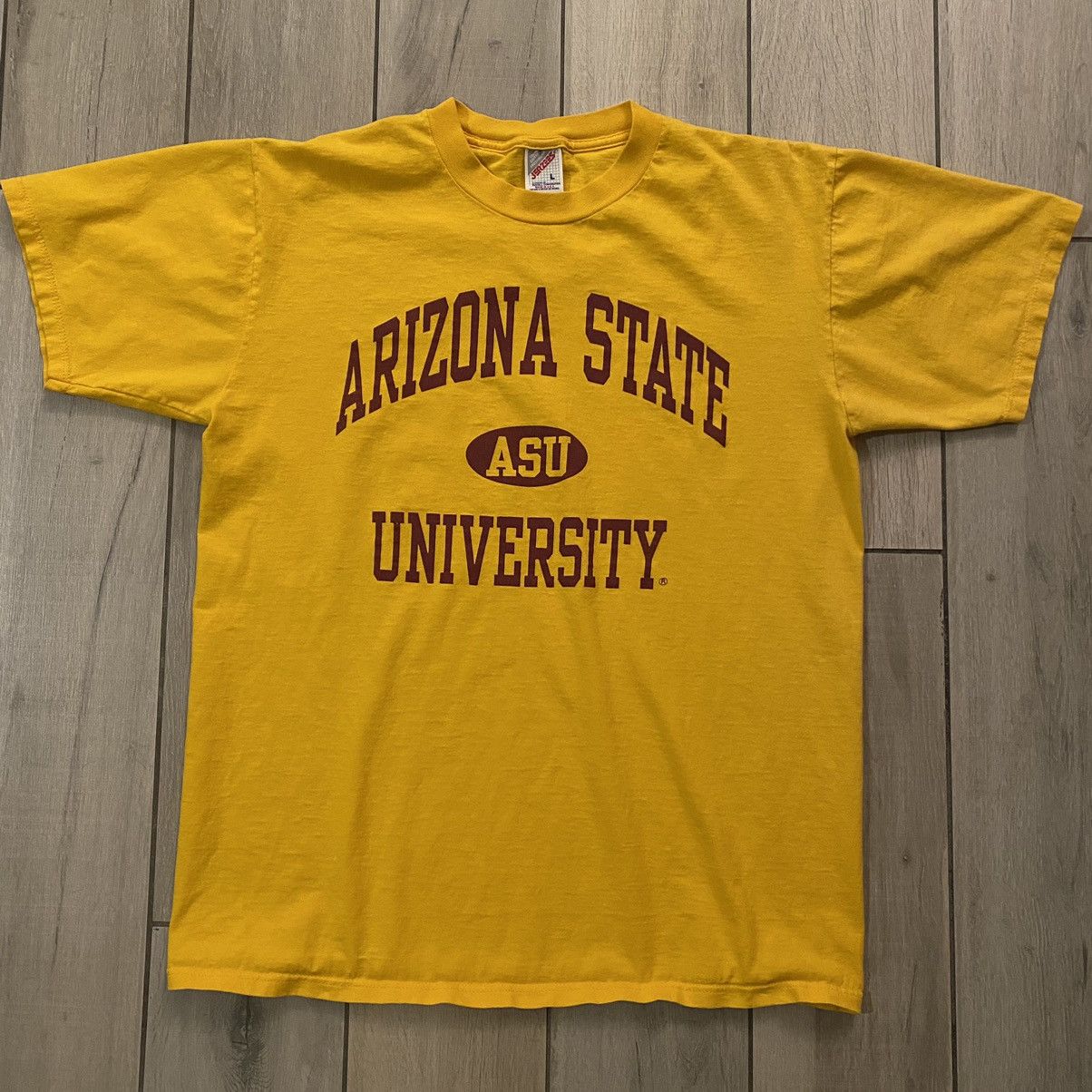 American College × Nike × Stussy Vintage 90s Yellow ASU College Graphic ...