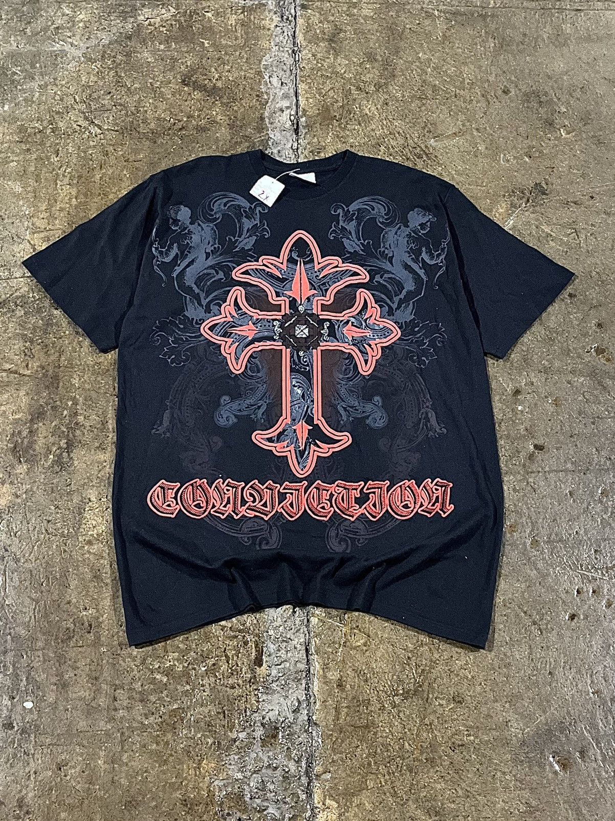 Vintage Crazy Y2K Affliction Style Skull Cross Punk Goth Skater Tee ...