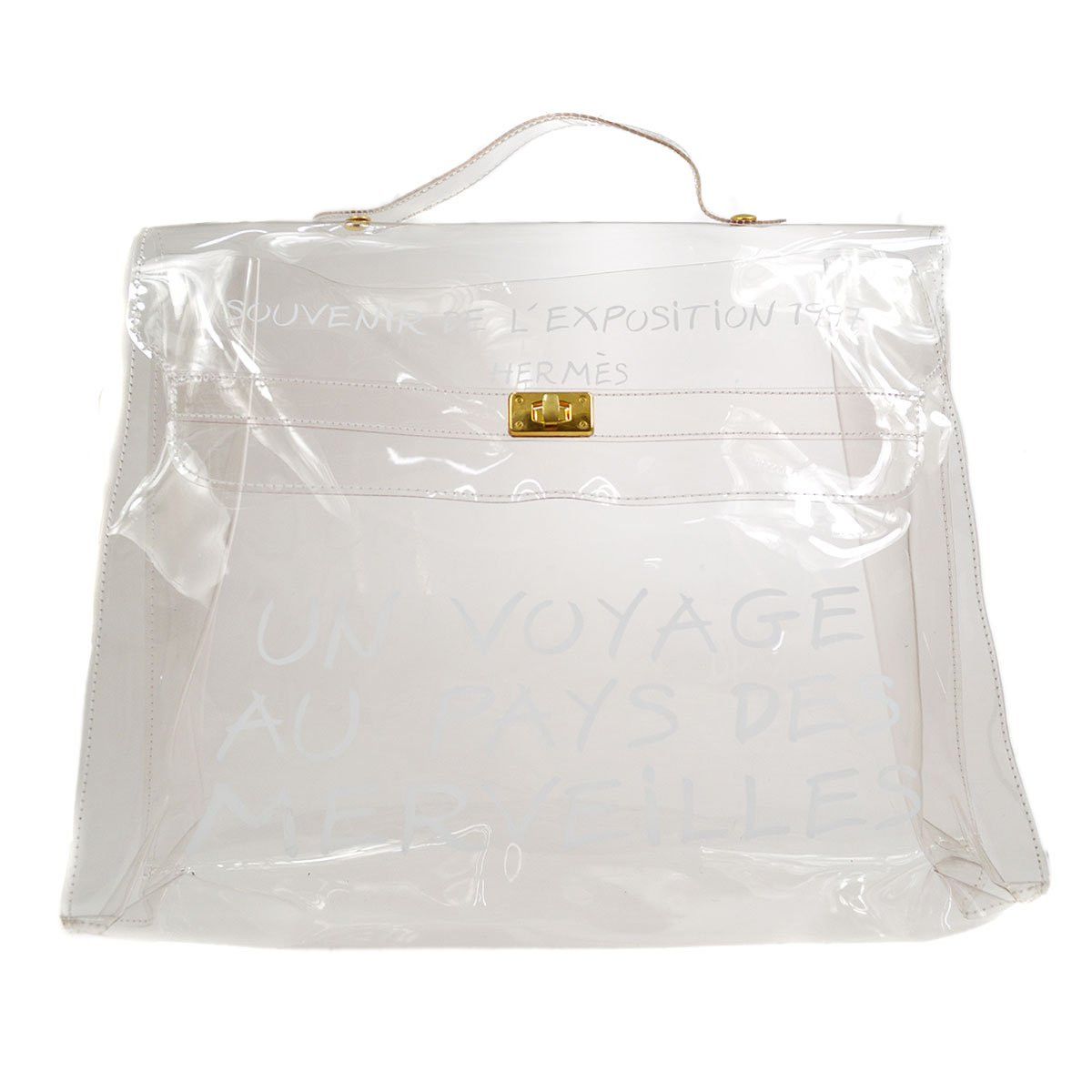 Hermes HERMES * Vinyl Kelly Hand Beach Bag SOUVENIR DE L'EXPOSITION ...
